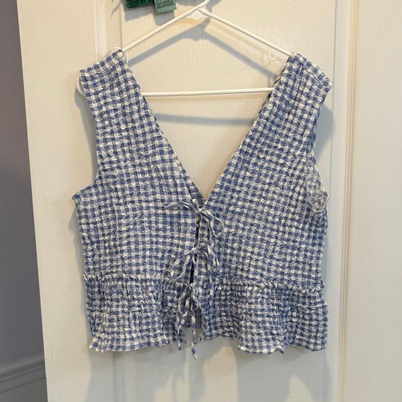 Zara | Tops | Nwt Zara Blue And White Checkered Tank Top | Poshmark